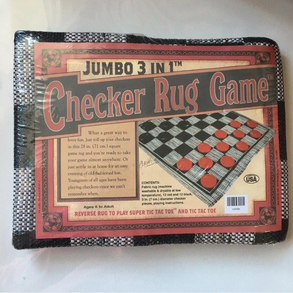 Toys | Nwt Cracker Barrel Jumbo 3 In 1 Checker Rug Game Reversible Tic ...
